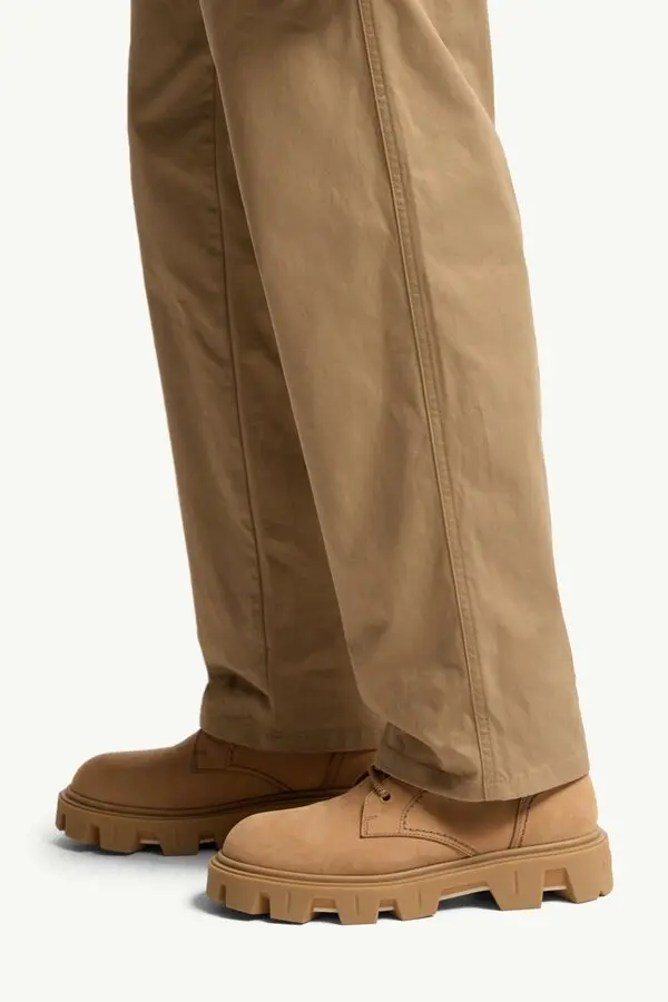 Moncler Stretch Gabardine Pants With Logo Patch
