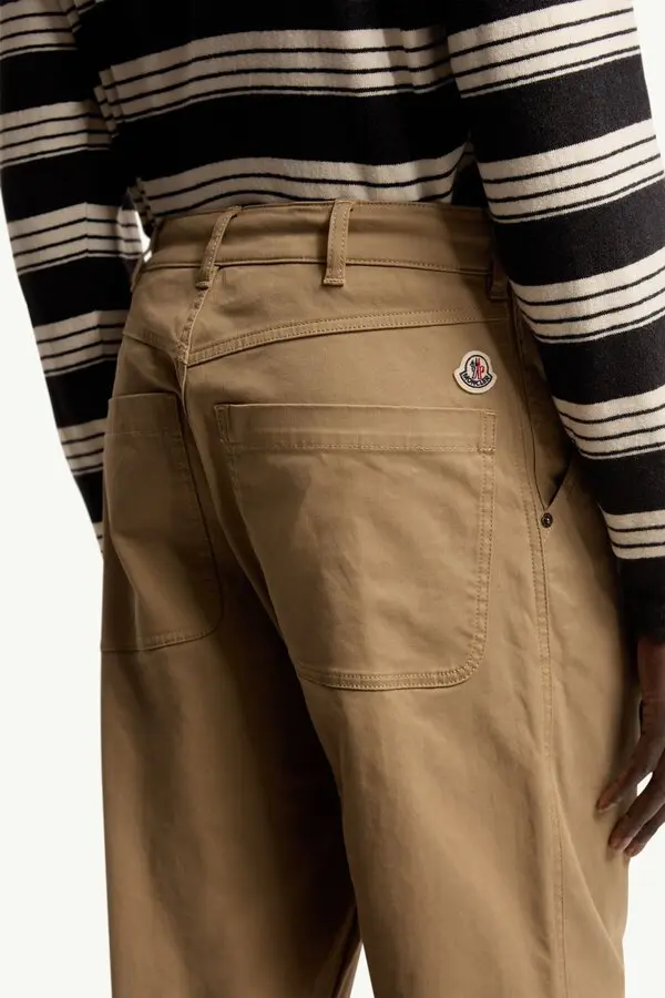 Moncler Stretch Gabardine Pants With Logo Patch