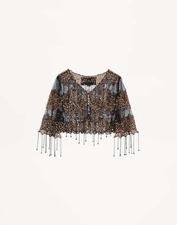 Valentino Garavani Embroidered Fringe Detail Casual Jacket