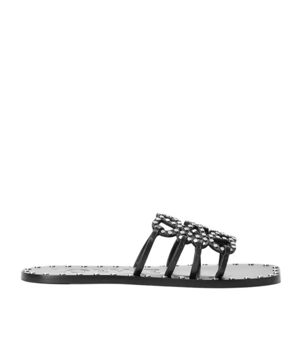 Loewe Embellished Flat Slides - Black