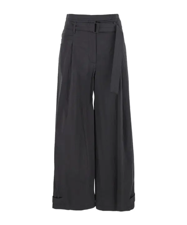LOW CLASSIC Double Belt Pleated Pants - Grey