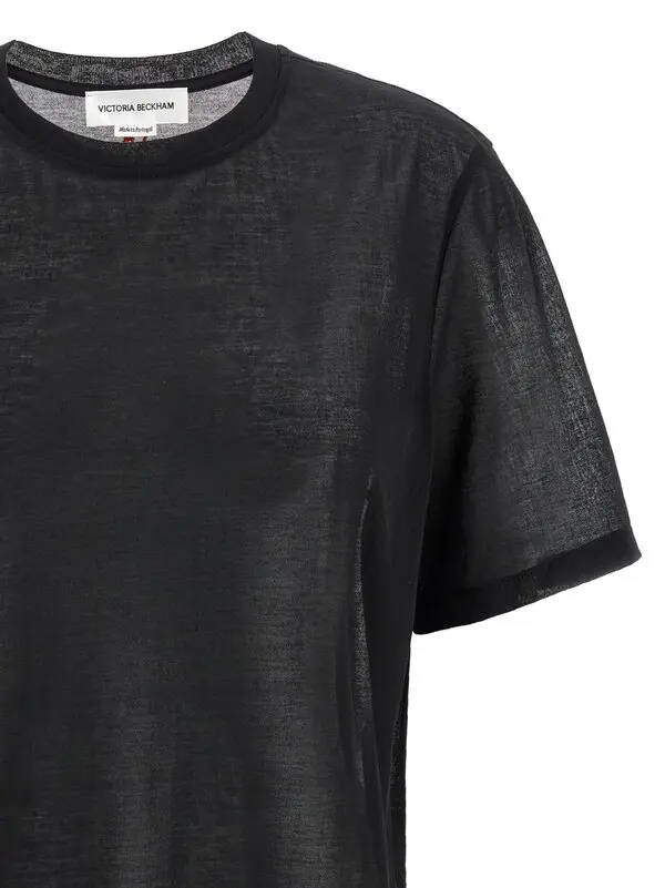 Victoria Beckham Logo Embroidered Crewneck T-shirt