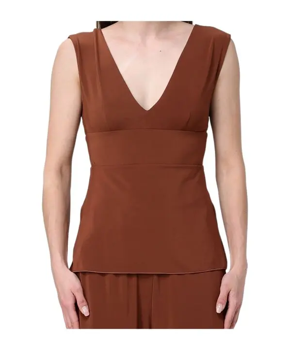 Max Mara Sleeveless V-neck Top With Slit Hem