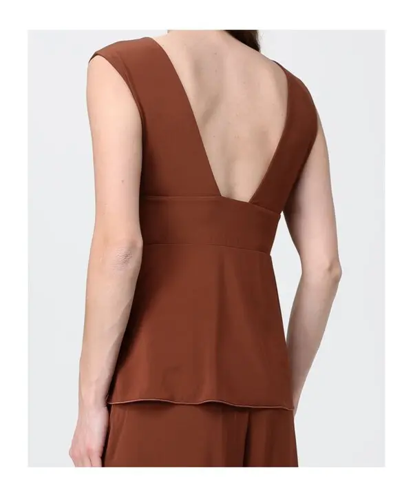 Max Mara Sleeveless V-neck Top With Slit Hem