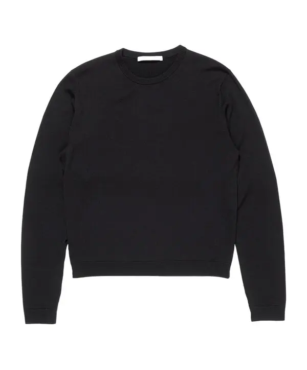 Acne Studios Merino Wool Crewneck Sweatshirt With Bow Embroidery - Black