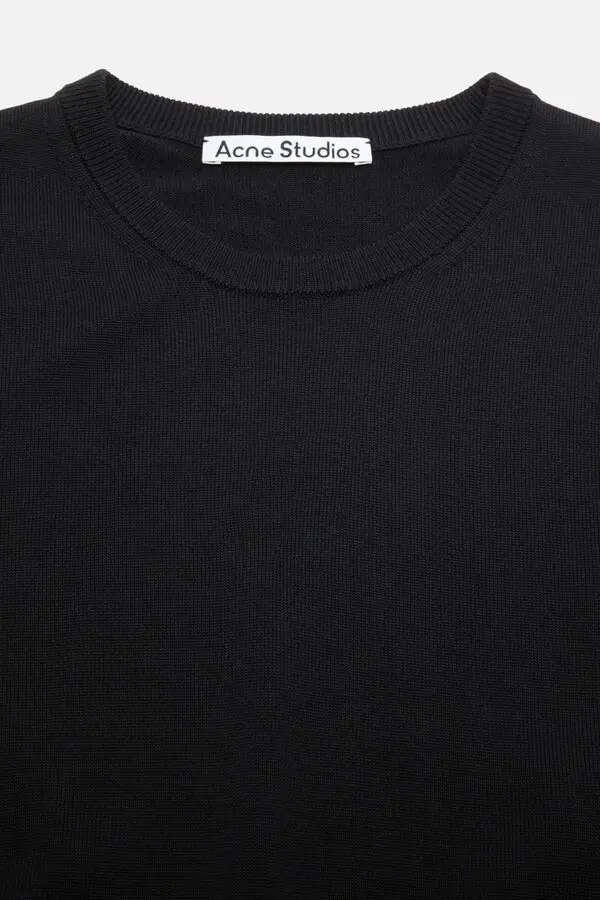 Acne Studios Merino Wool Crewneck Sweatshirt With Bow Embroidery - Black