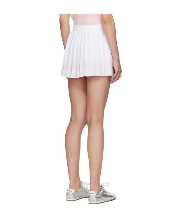 SPORTY  RICH Sporty & Rich Pleated Mini Skirt With Pink Stripes