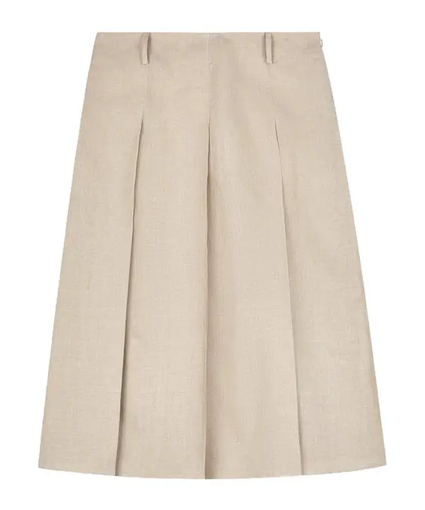 TOD'S Pleated A-line Midi Skirt - Light Brown