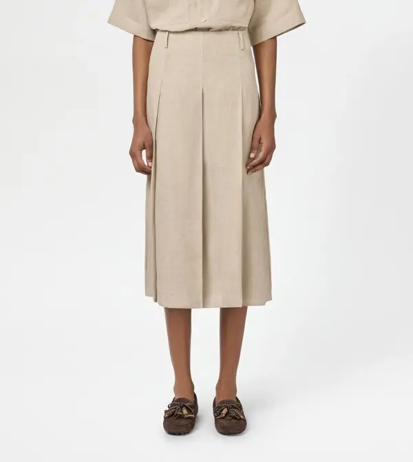 TOD'S Pleated A-line Midi Skirt