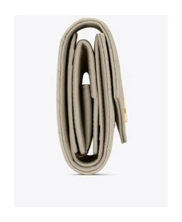 Saint Laurent Cassandre Matelassé Multi-folded Wallet In Grain De Poudre Embossed Leather