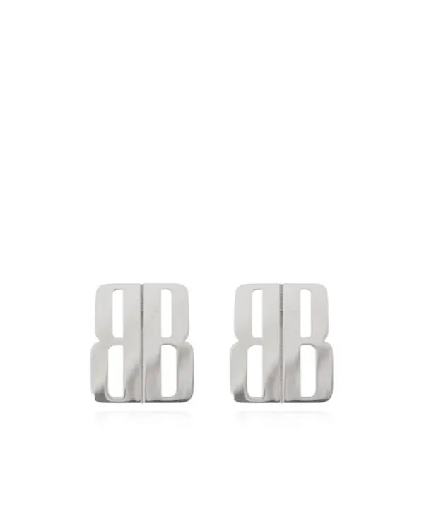 Balenciaga Bb Logo Earrings - Silver