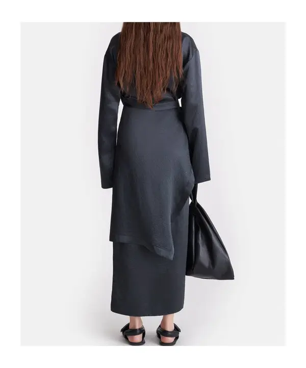 Nanushka Layered Maxi Dress With Lapel Collar And Long Sleeves
