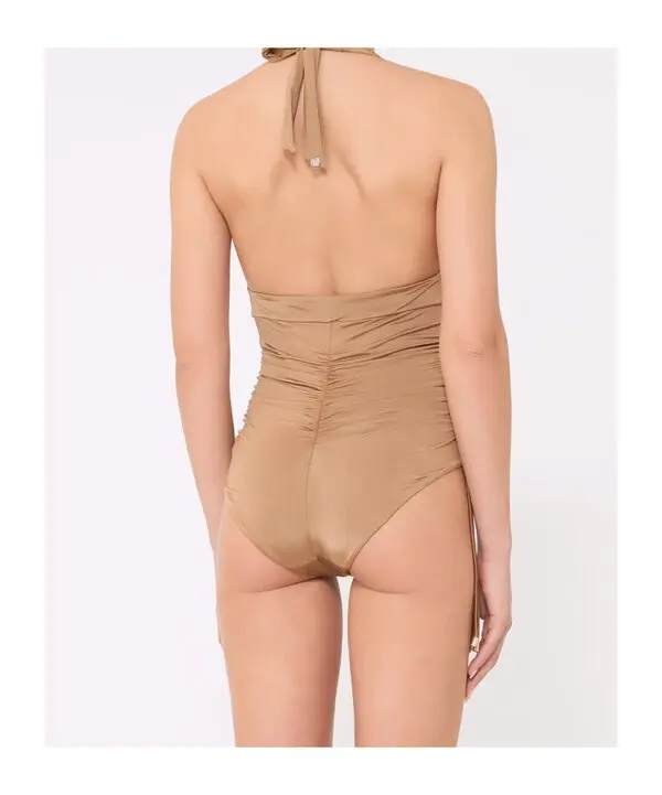 Max Mara Halterneck One Piece Swimsuit With Side Ties - Nude