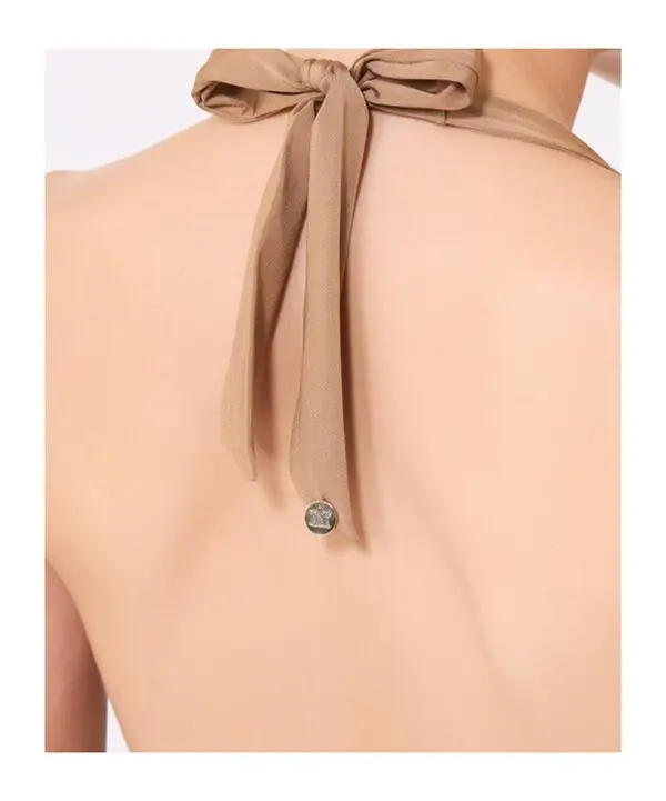 Max Mara Halterneck One Piece Swimsuit With Side Ties - Nude