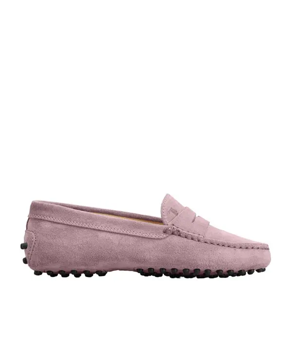 TOD'S Suede Calfskin Round-toe Loafers - Pink