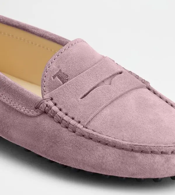 TOD'S Suede Calfskin Round-toe Loafers - Pink