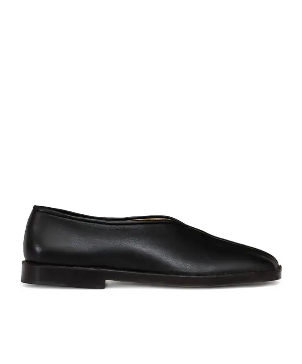 LEMAIRE Piped Square-toe Loafers - Black
