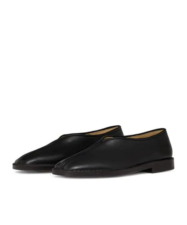 LEMAIRE Piped Square-toe Loafers - Black