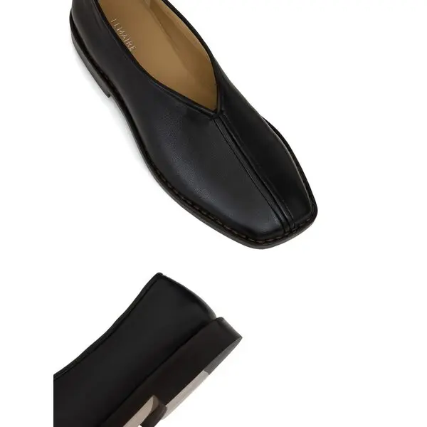 LEMAIRE Piped Square-toe Loafers - Black