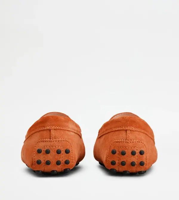 TOD'S Suede Calfskin Round-toe Loafers - Orange