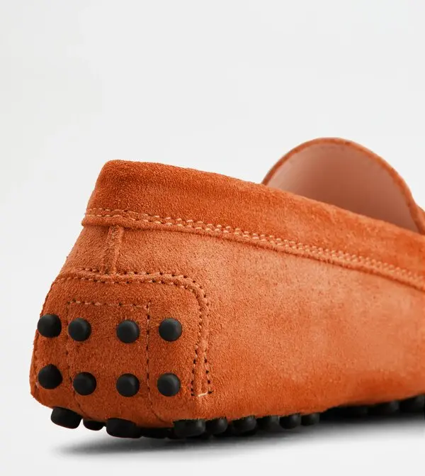 TOD'S Suede Calfskin Round-toe Loafers - Orange