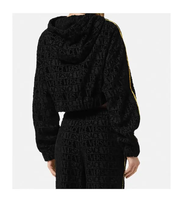 Versace All Over Monogram Cropped Hoodie
