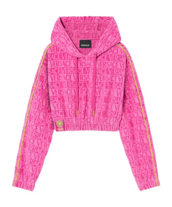 Versace Cropped Hoodie With I Baroque Print