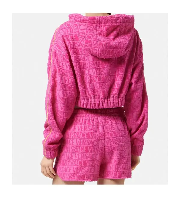 Versace Cropped Hoodie With I Baroque Print