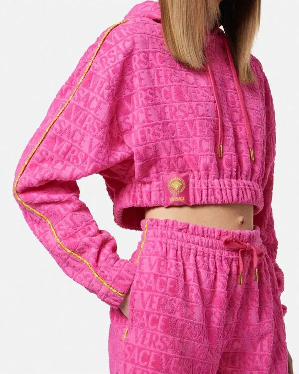 Versace Cropped Hoodie With I Baroque Print