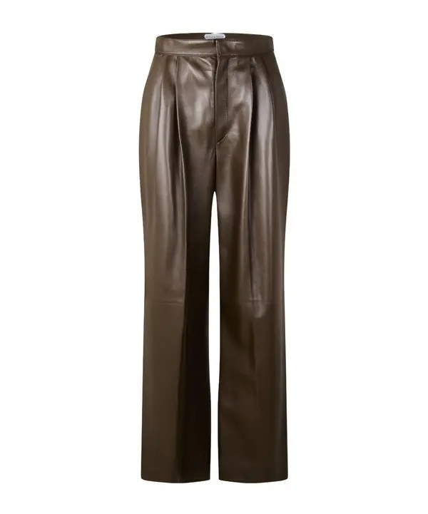 Bottega Veneta Wide-leg Faux Leather Trousers - Black