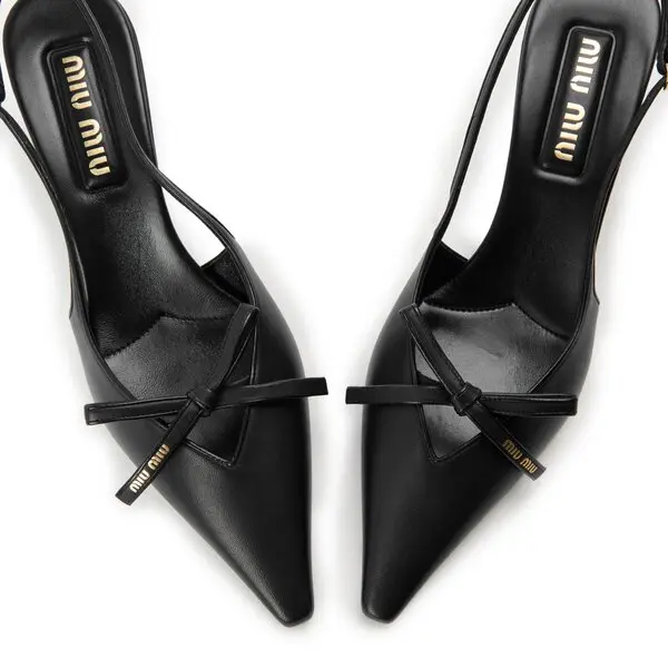 Miu Miu Logo Bow Kitten Slingbacks