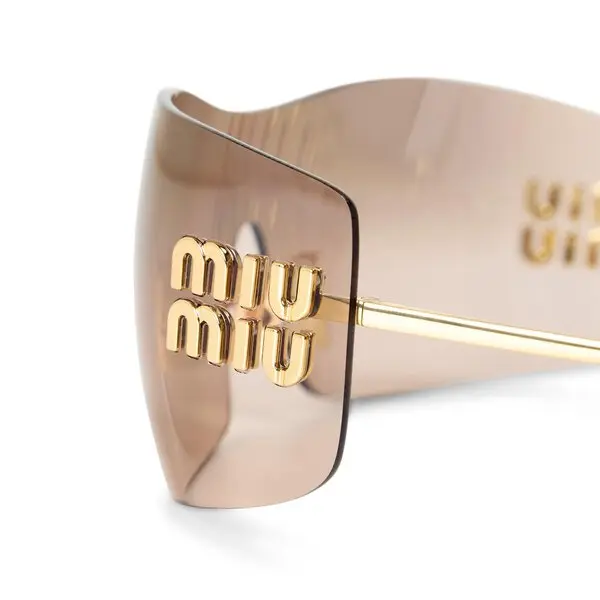 Miu Miu Logo Embellished Rimless Sunglasses