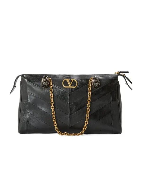 Valentino Garavani V-logo Chain Tote - Black