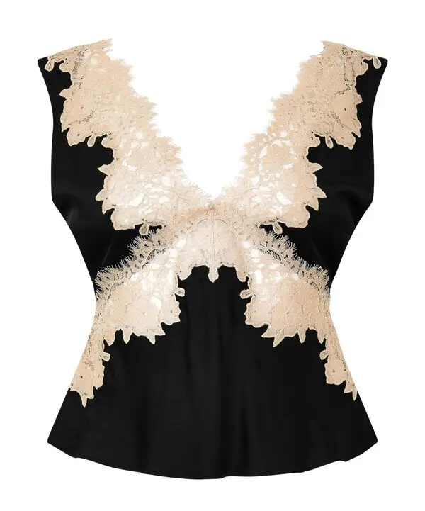 Rixo Emmie Sleeveless Lace Trimmed Shirt