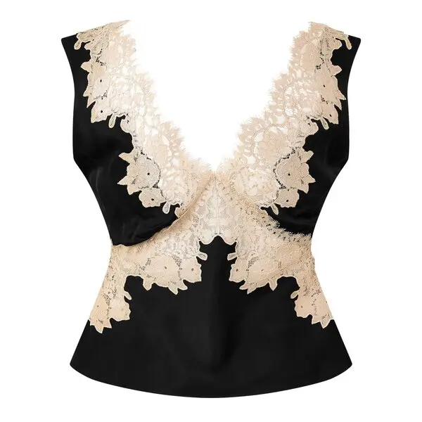 Rixo Emmie Sleeveless Lace Trimmed Shirt
