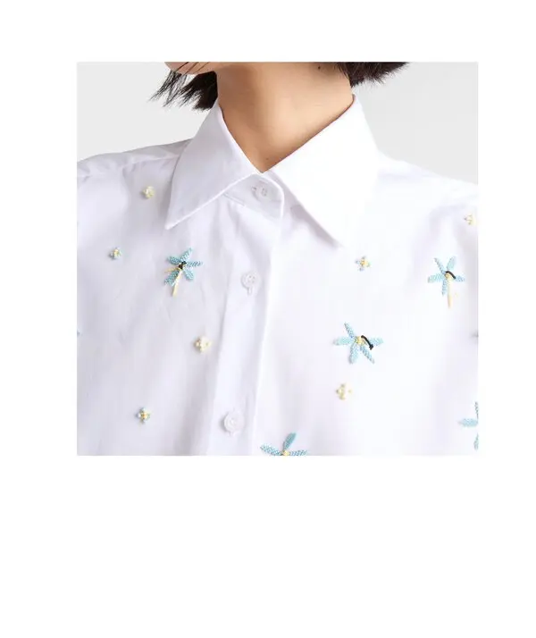 Prada Embroidered Poplin Shirt