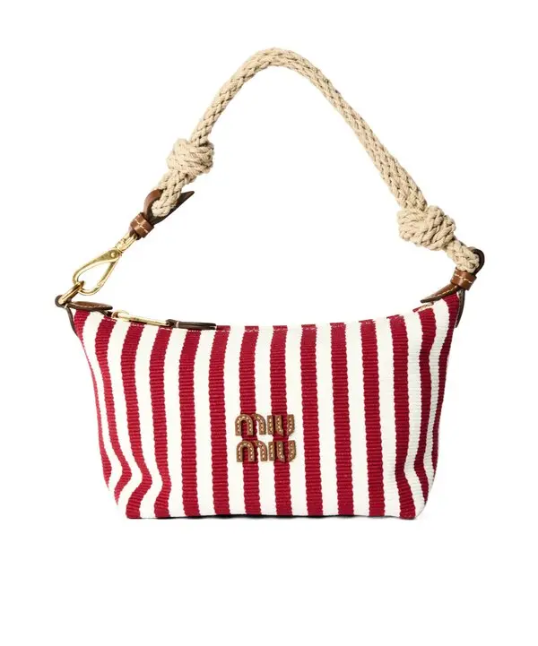 Miu Miu Striped Canvas Crossbody Bag