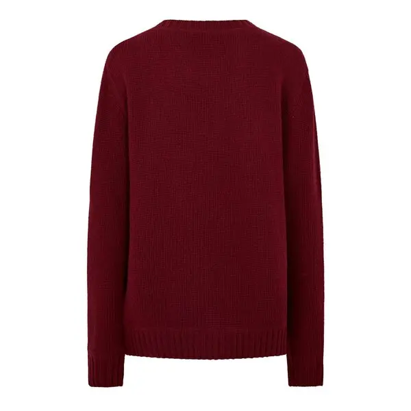 Prada Crew Neck Knit Sweater With Embroidered Graphic