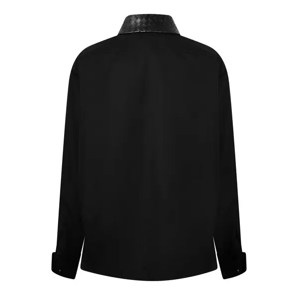 Bottega Veneta Long Sleeve Textured Faux Leather Collar Shirt