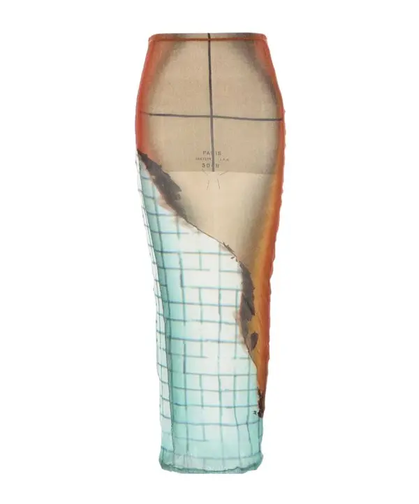 JEAN PAUL GAULTIER Graphic Printed Tulle Skirt - Nude