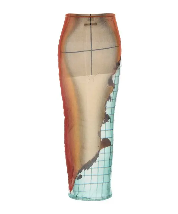 JEAN PAUL GAULTIER Graphic Printed Tulle Skirt - Nude