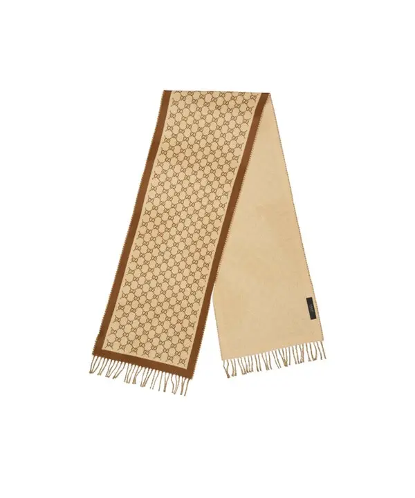 Gucci Monogram Knitted Wool Scarf - Nude