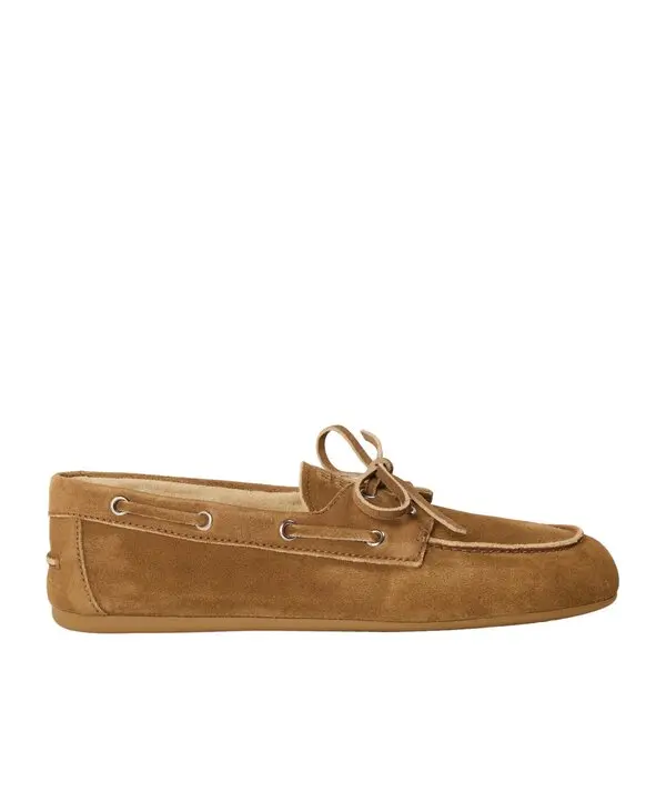 Miu Miu Suede Boat Shoes With Tie Fastening