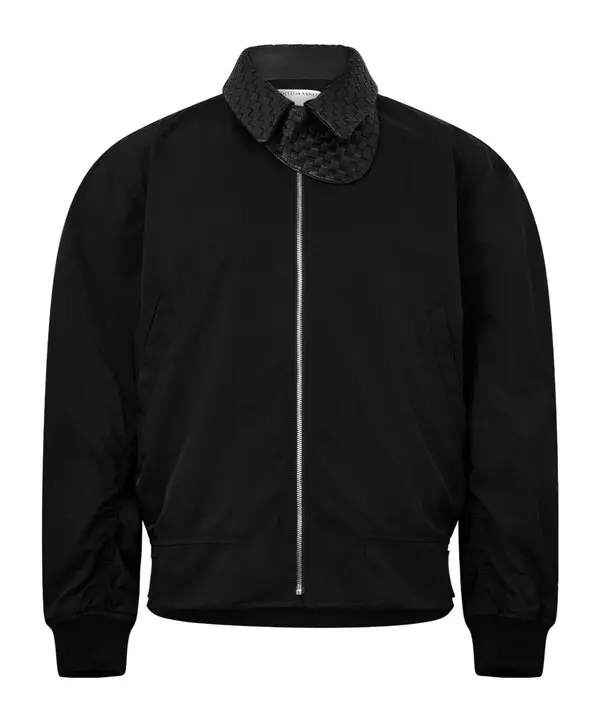 Bottega Veneta Zip-front Bomber Jacket With Textured Collar