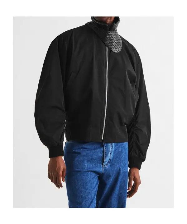 Bottega Veneta Zip-front Bomber Jacket With Textured Collar