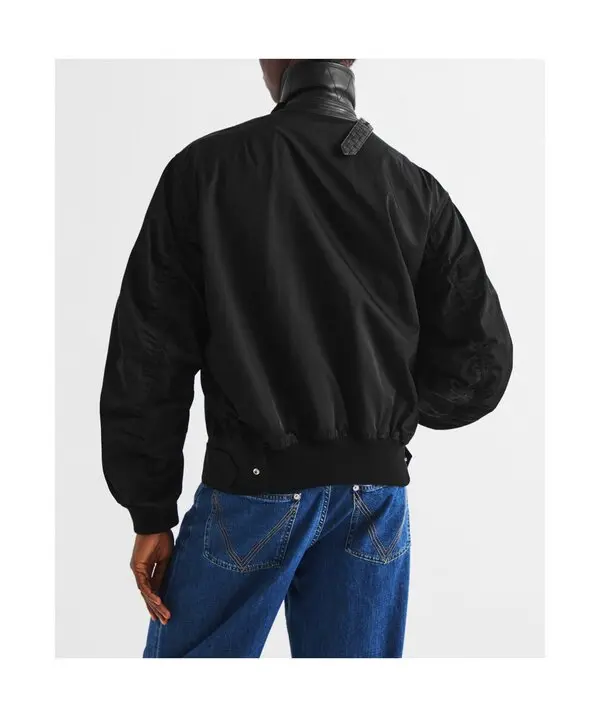 Bottega Veneta Zip-front Bomber Jacket With Textured Collar