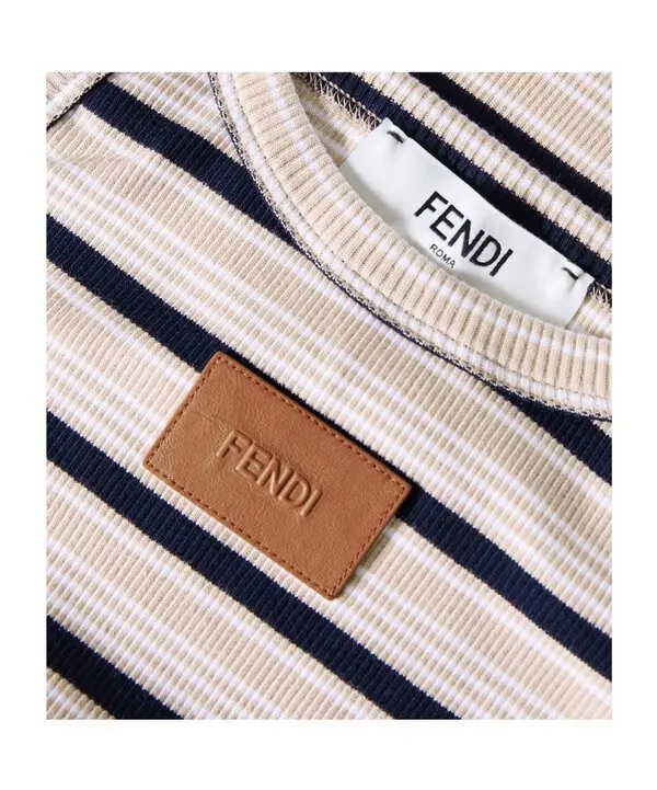 Fendi Striped Ribbed Tank Top - Nude