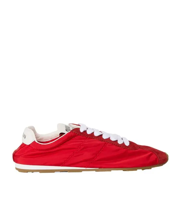 Miu Miu Plume Suede Sneakers - Red