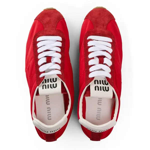 Miu Miu Plume Suede Sneakers - Red