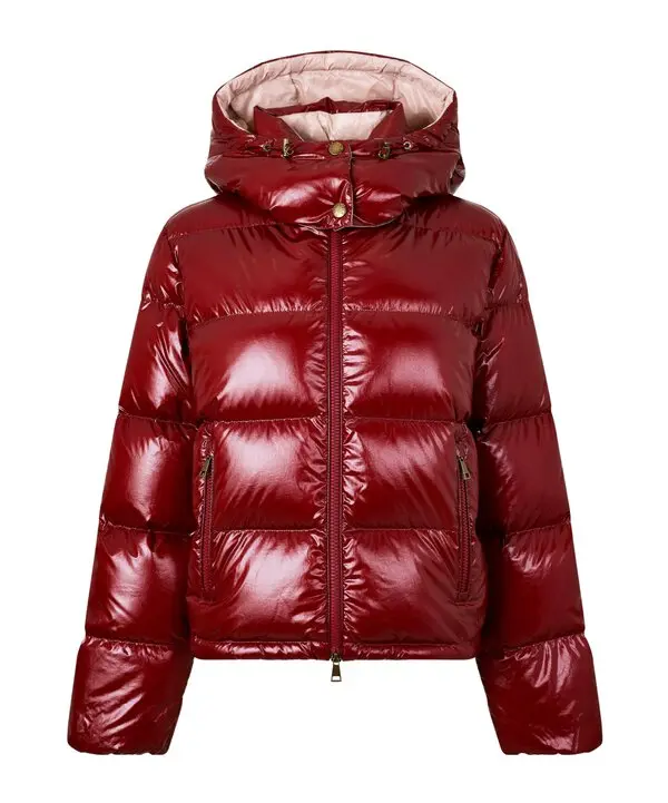 Moncler Cropped Glossy Quilted Down Jacket